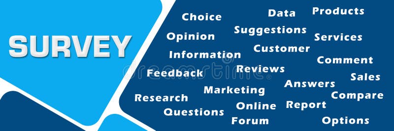 Survey Word Cloud Blue Rounded Squares Horizontal Stock Illustration ...