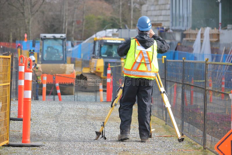Survey Crew Chief on Construction Site Editorial Stock Image - Image of ...