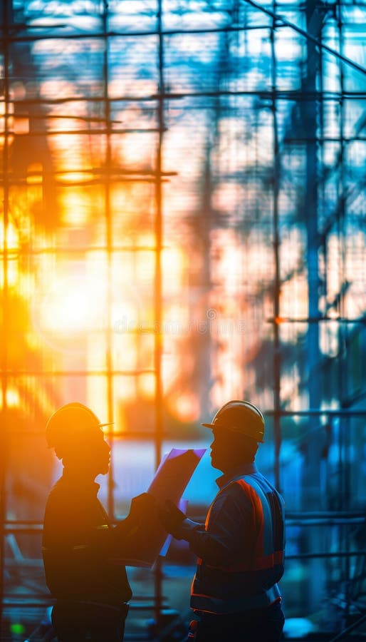 Survey Engineer, Construction Team Silhouettes Collaborate, Industry ...