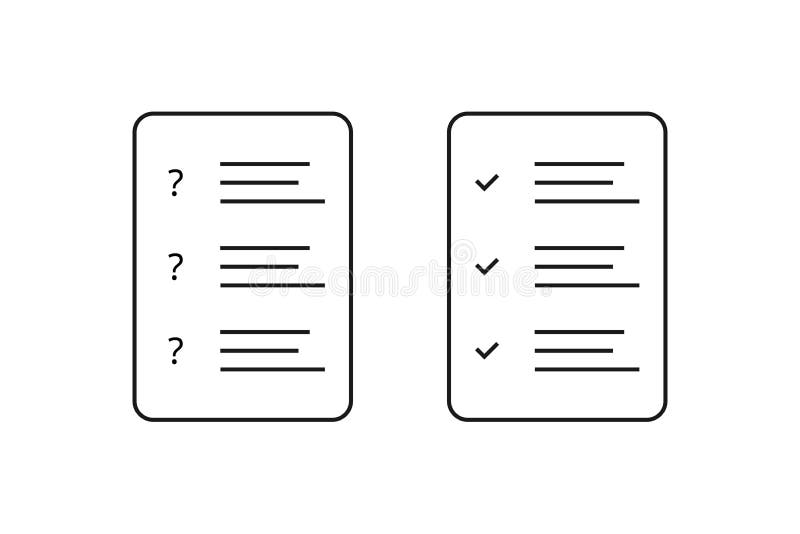 Survey Form Document. Checklist Online Form with Checkmark and Question ...