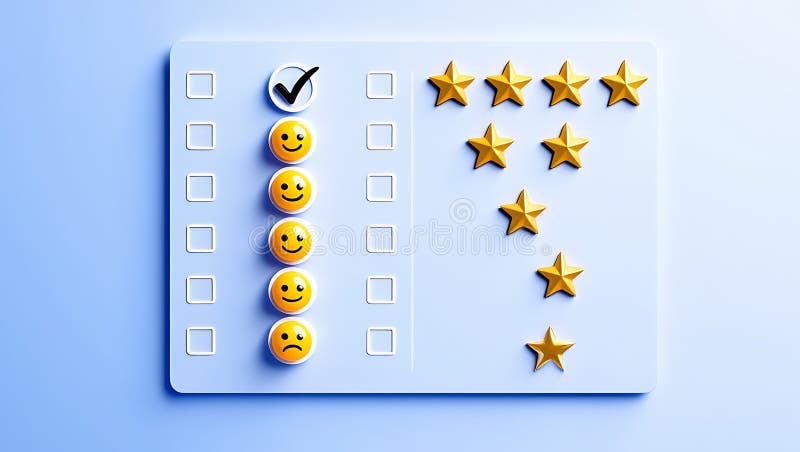 Customer Satisfaction Survey with Smiley Faces and Star Ratings Showing ...