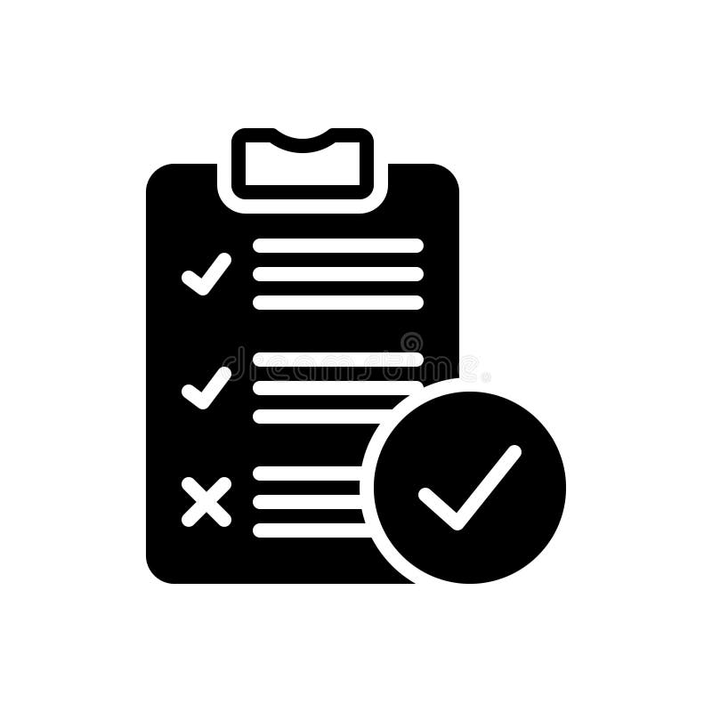 Black Solid Icon for Survey, Analysis and Check Stock Vector ...