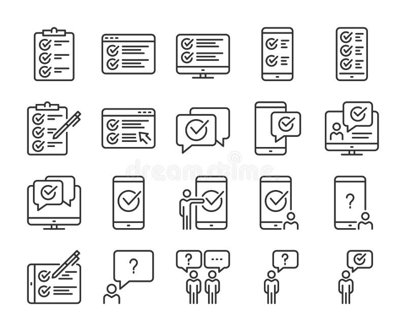 Survey Icons. Survey and Questionnaire Line Icon Set. Vector ...