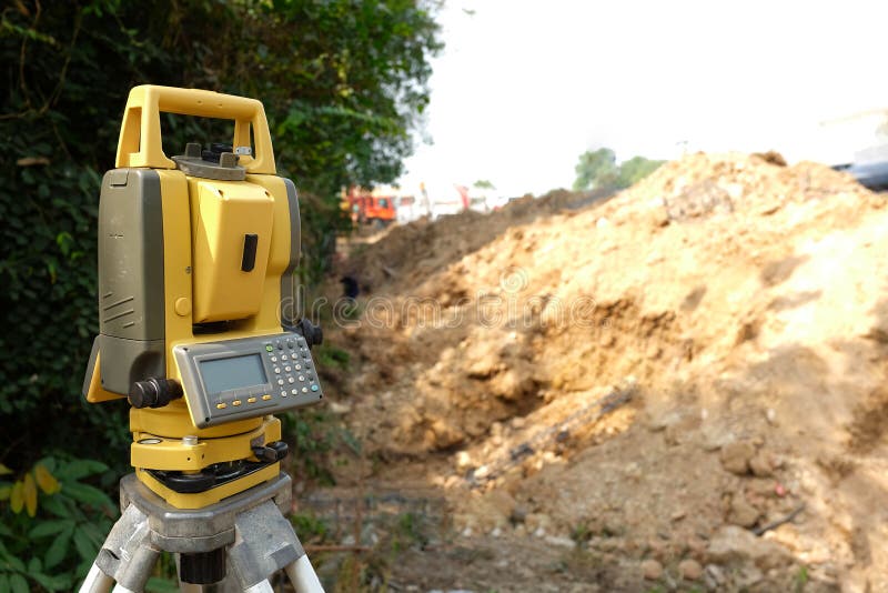 Survey Instrument, Theodolite, Mounted on a Tripod at a Construction ...