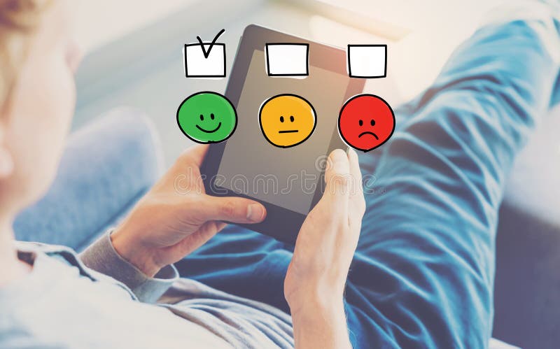 Survey with Man Using a Tablet Stock Photo - Image of form, grey: 122370456