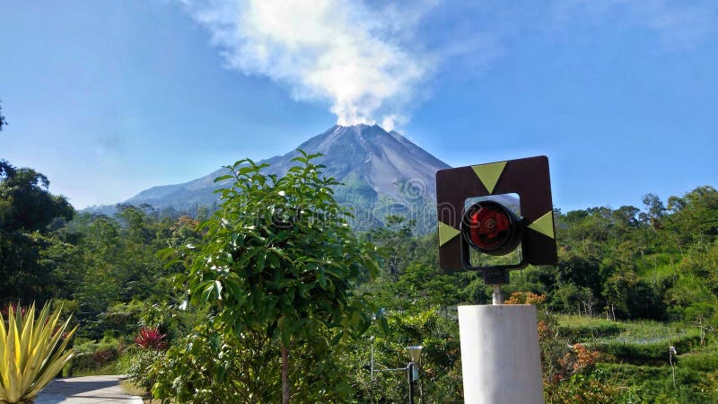 Survey Prism Used To Observe Mount Merapi Stock Image - Image of angle ...