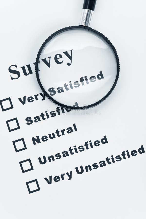 Survey and questionnaire stock image. Image of magnifier - 205903479