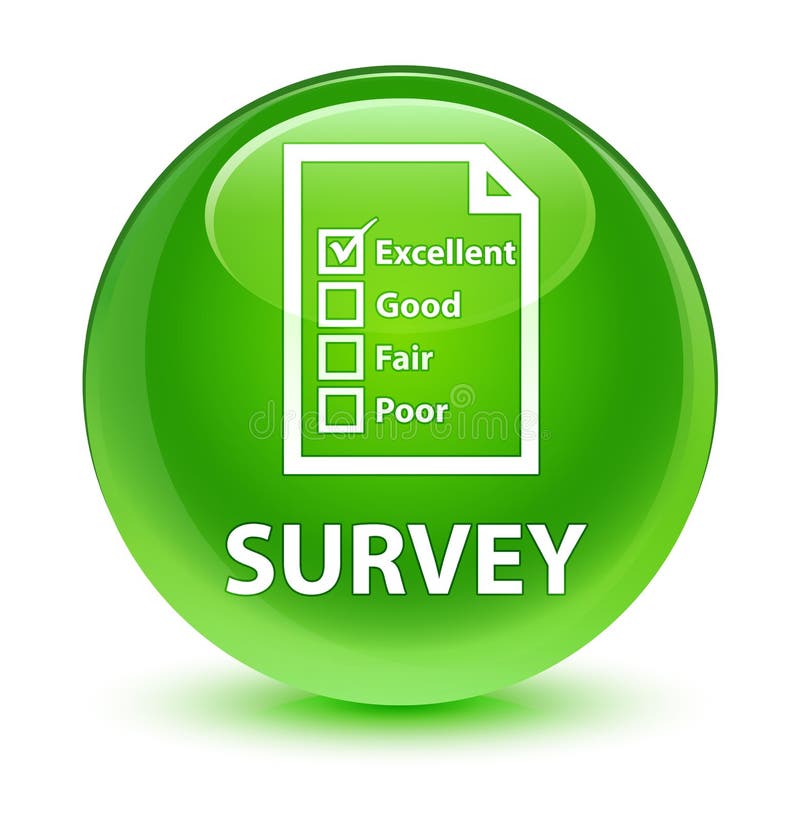 Survey (questionnaire Icon) Glassy Green Round Button Stock ...