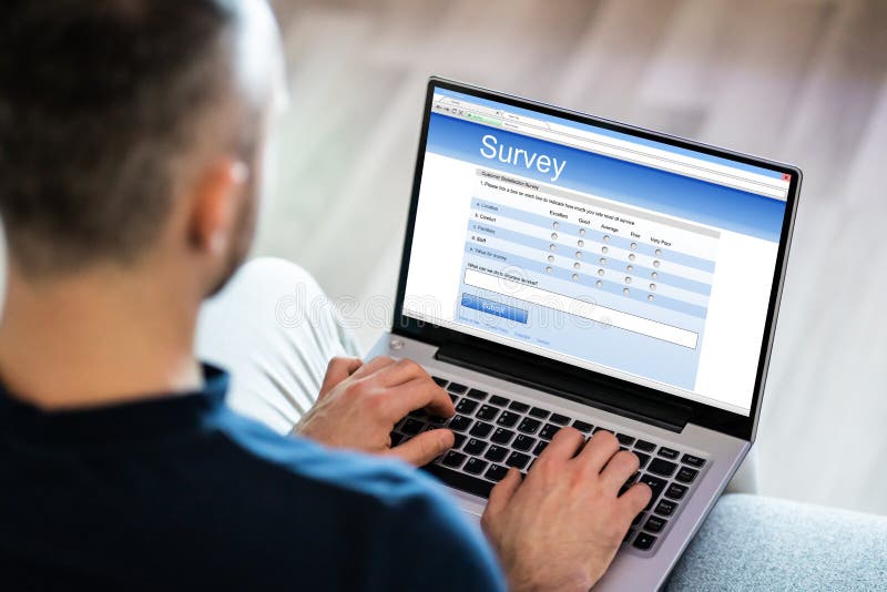 Survey Questionnaire or Poll on Laptop Computer Stock Image - Image of ...