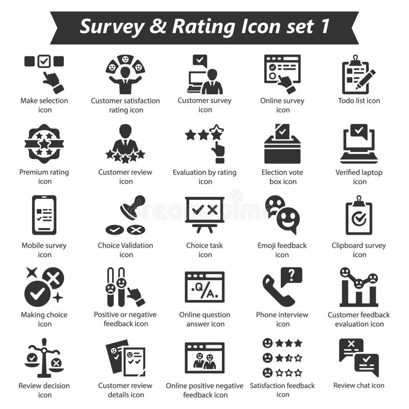 Survey Rating Icon Set 1 stock vector. Illustration of vote - 298614740