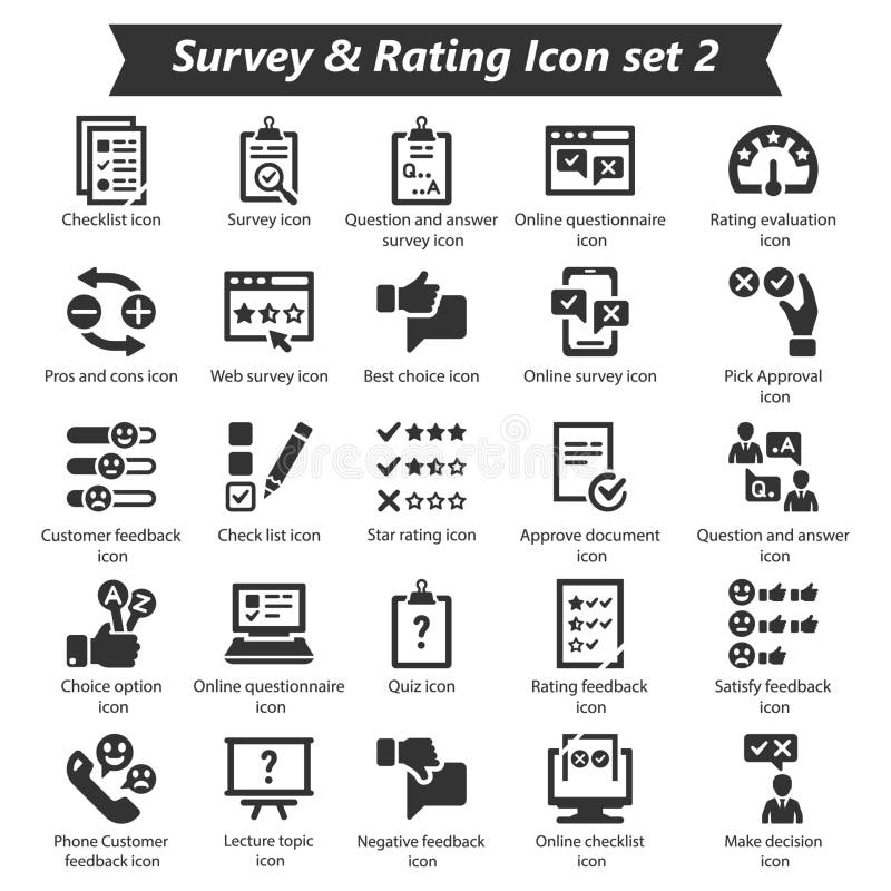 Survey Rating Icon Set 2 stock vector. Illustration of interview ...