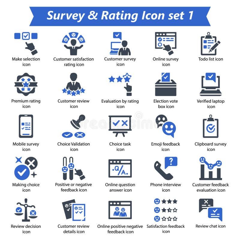 Survey Rating Icon Set 1 stock vector. Illustration of pack - 298615107