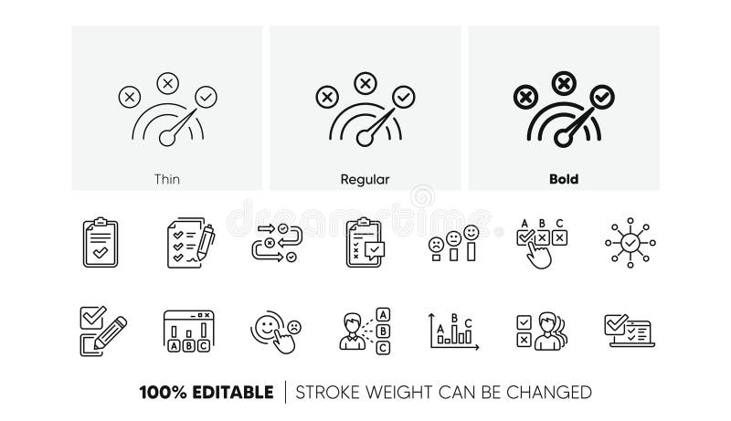 Survey or Report Line Icons. Opinion, Customer Satisfaction and ...