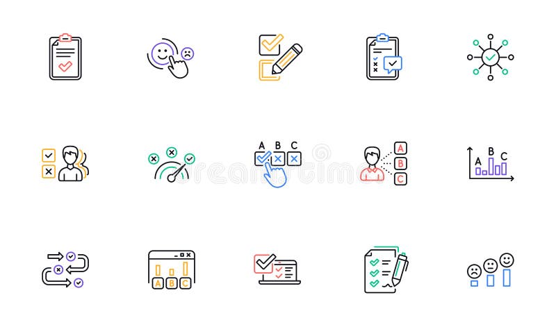 Survey or Report Line Icons. Opinion, Customer Satisfaction and ...