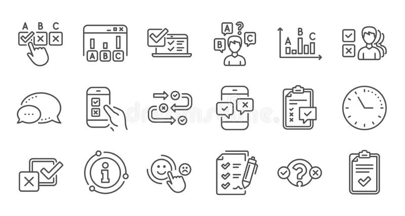 Survey or Report Line Icons. Opinion, Customer Satisfaction and ...