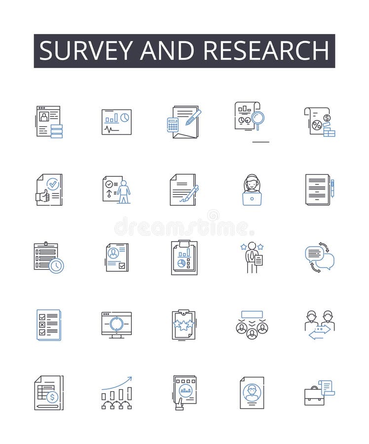 Survey and Research Line Icons Collection. Census, Sampling ...