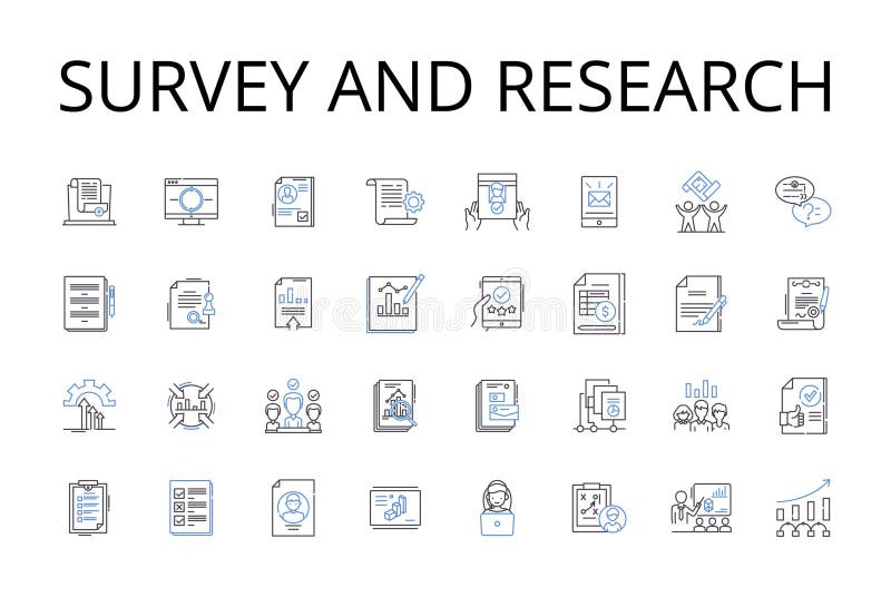 Survey and Research Line Icons Collection. Census, Sampling ...