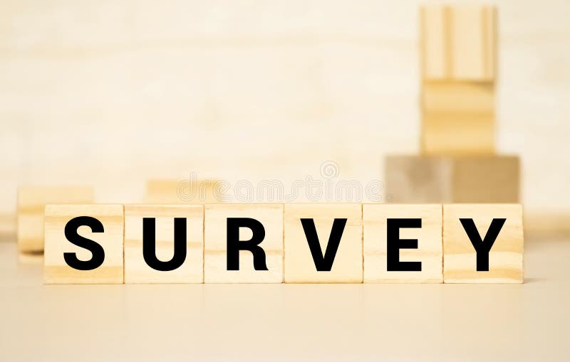 Survey Sign Made of Blocks on a Wooden Table Stock Photo - Image of ...