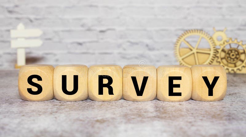 Survey Sign Made of Blocks on a Wooden Table Stock Image - Image of ...