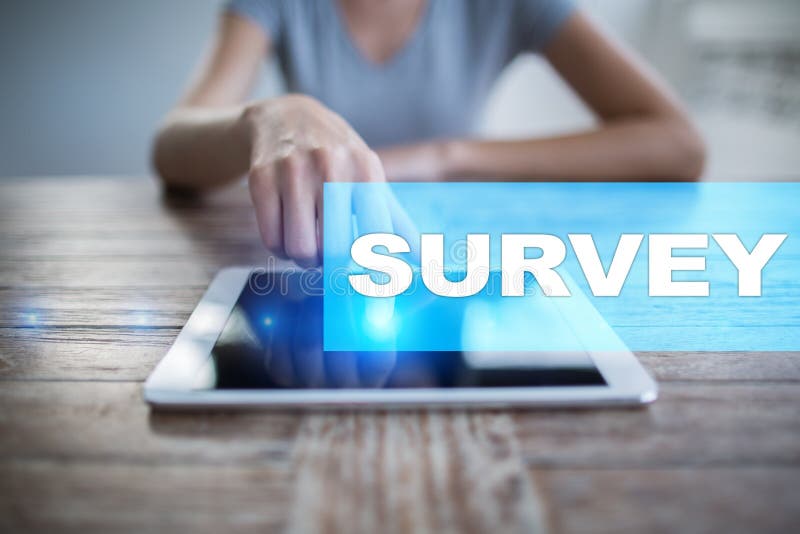 Survey Text on Virtual Screen. Feedback and Customers Testimonials ...