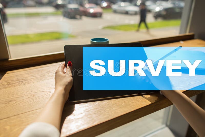 Survey Text on Virtual Screen. Feedback and Customers Testimonials ...