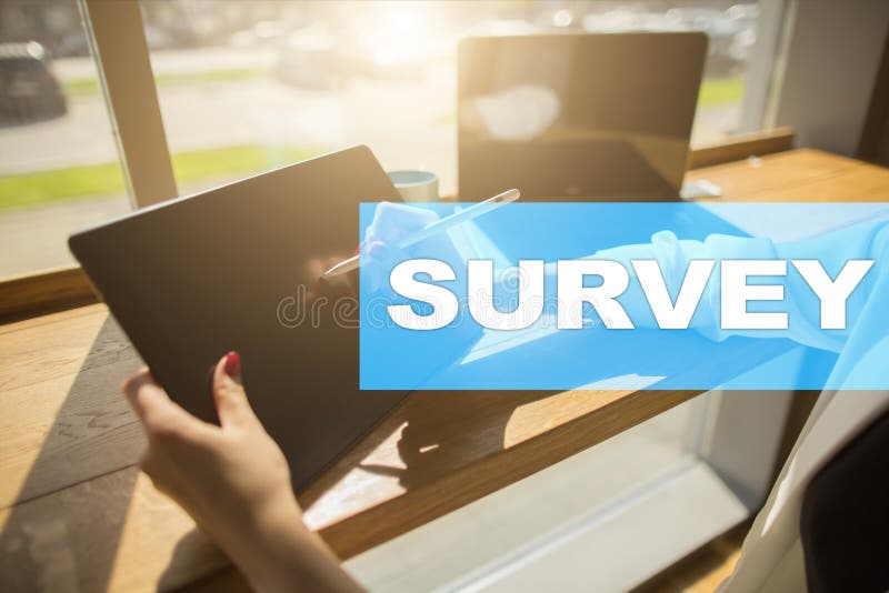 Survey Text on Virtual Screen. Feedback and Customers Testimonials ...