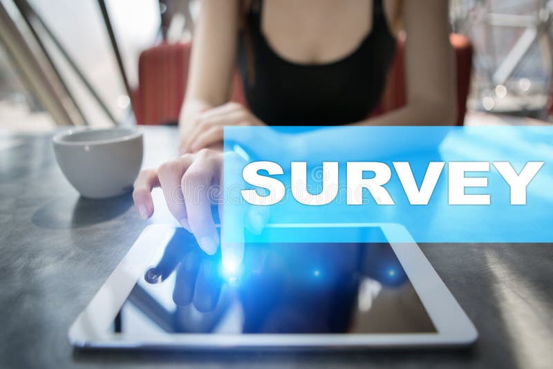 Survey Text on Virtual Screen. Feedback and Customers Testimonials ...