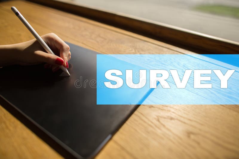 Survey Text on Virtual Screen. Feedback and Customers Testimonials ...