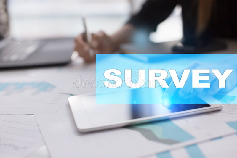 Survey Text on Virtual Screen. Feedback and Customers Testimonials ...