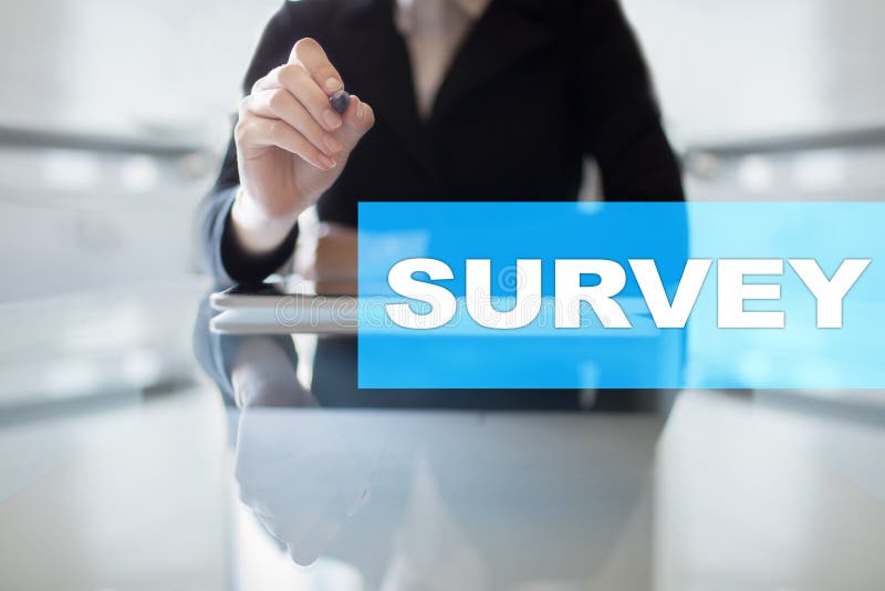 Survey Text on Virtual Screen. Feedback and Customers Testimonials ...