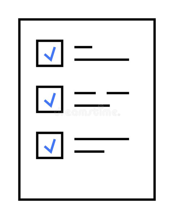 Survey or To-do List Document with Three Checkbox Items Marked in Blue ...