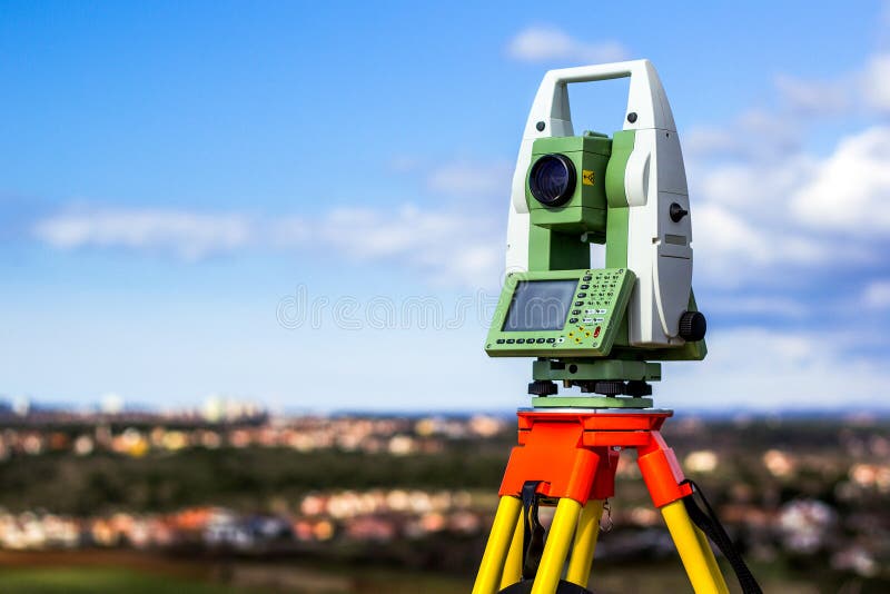 Survey total station stock photo. Image of surveying - 101613348