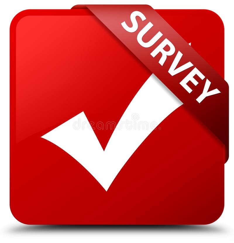 Survey (validate Icon) Red Square Button Red Ribbon in Corner Stock ...
