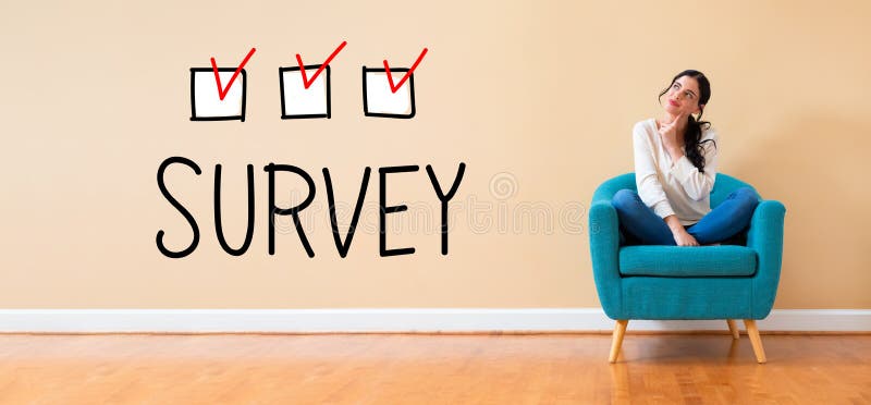 Survey with Woman in a Thoughtful Pose Stock Image - Image of blue ...