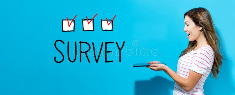 Survey with Woman Using a Tablet Stock Photo - Image of choice, form ...