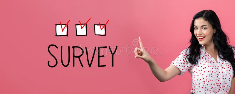 Survey with young woman stock photo. Image of casual - 130035178