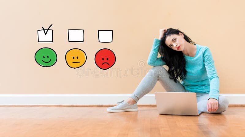 Survey with Woman Using a Laptop Stock Image - Image of icon, checklist ...