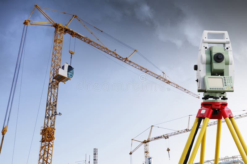 Surveying Instrument and Construction Stock Photo - Image of total ...