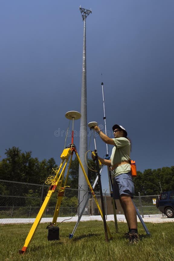 Surveying during Spring Time Stock Image - Image of global, land: 4056493