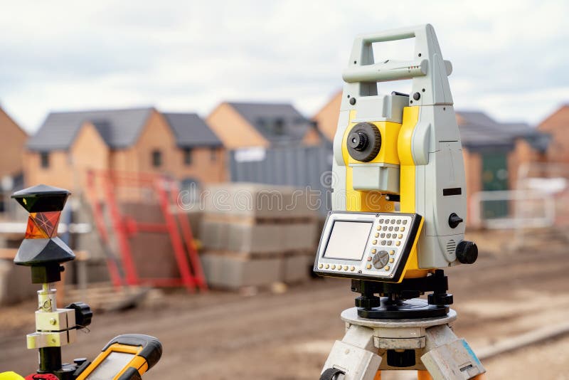 Surveyor Builder Site Engineer with Theodolite Total Station at ...