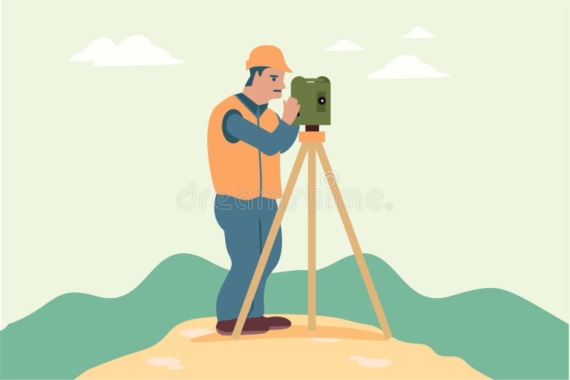 Land Surveying Cartoons Cartoon Land Surveyor Stock Illustration