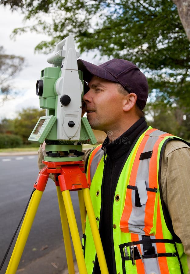 Surveyor at Work stock image. Image of prism, geodesy - 7839011