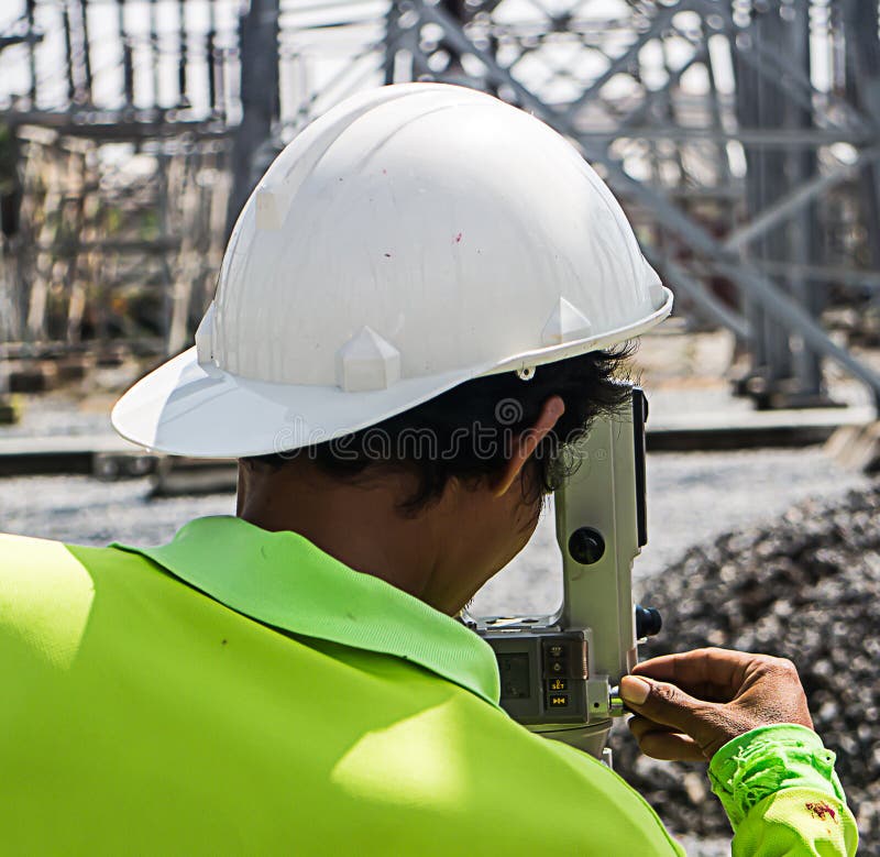 Surveyor Engineer With Partner Stock Image - Image of measurement ...