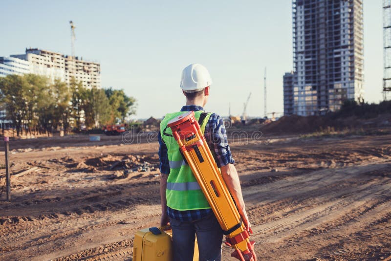 Surveyor Engineer or Worker Stock Image - Image of measuring, suitcase ...