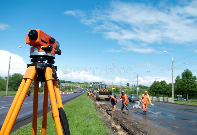 Surveyor with Levelling Staff Stock Image - Image of altimeter ...
