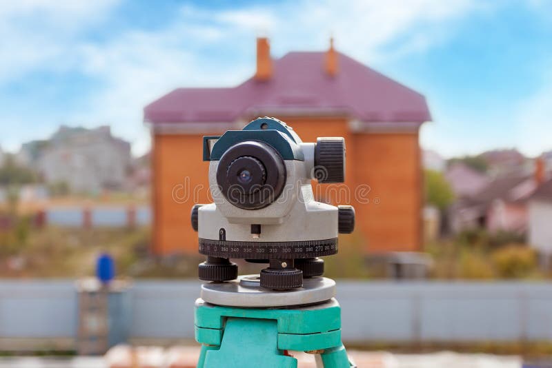 Surveyor Equipment Optical Level or Theodolite Outdoors at Construction ...