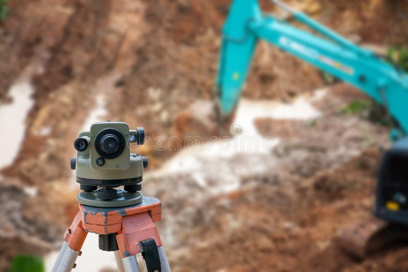 Theodolite on Construction Site Stock Image - Image of geodesist ...