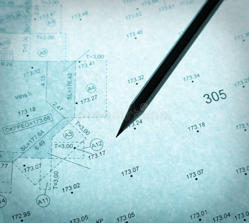 Surveyor S Plan and Pencil with Backlight Stock Photo - Image of ...