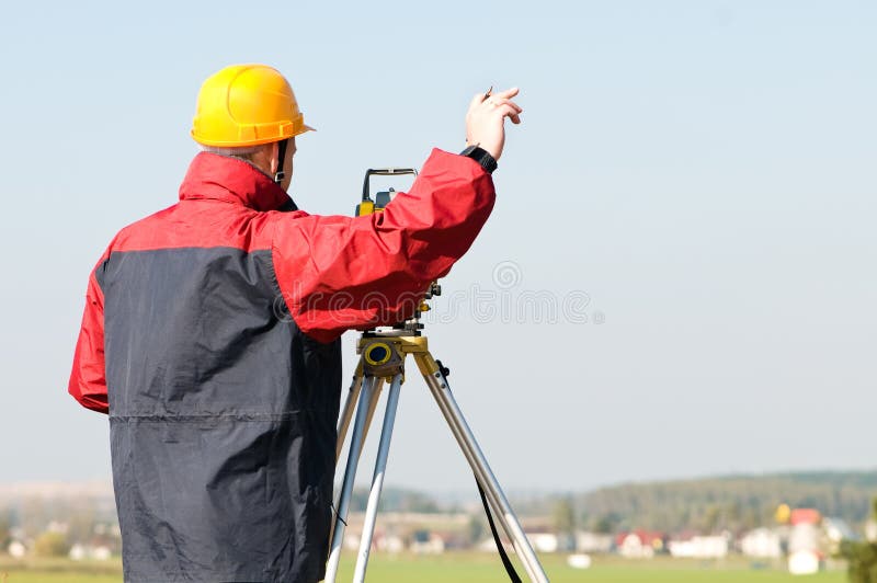 Surveyor Theodolite on Tripod Stock Photo - Image of land, instrument ...