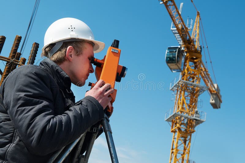 Surveyor with Transit Level Stock Image - Image of meter, exact: 13965159